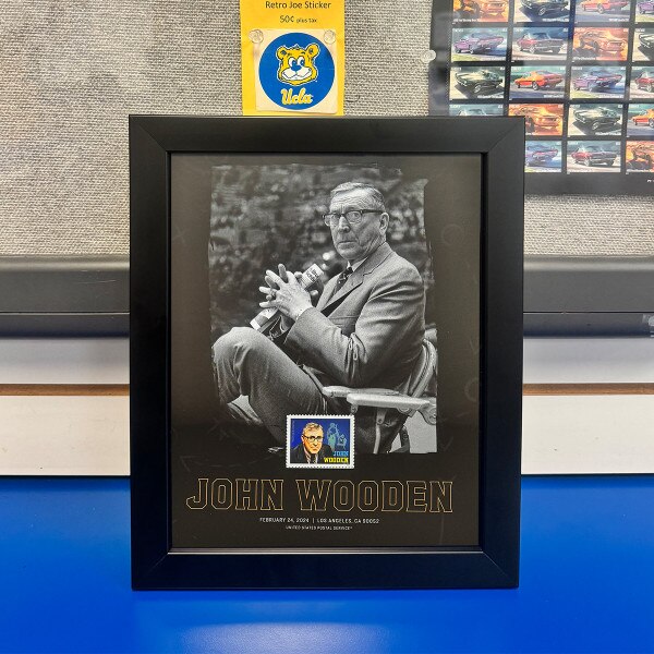 JOHN WOODEN FRAMED STAMP